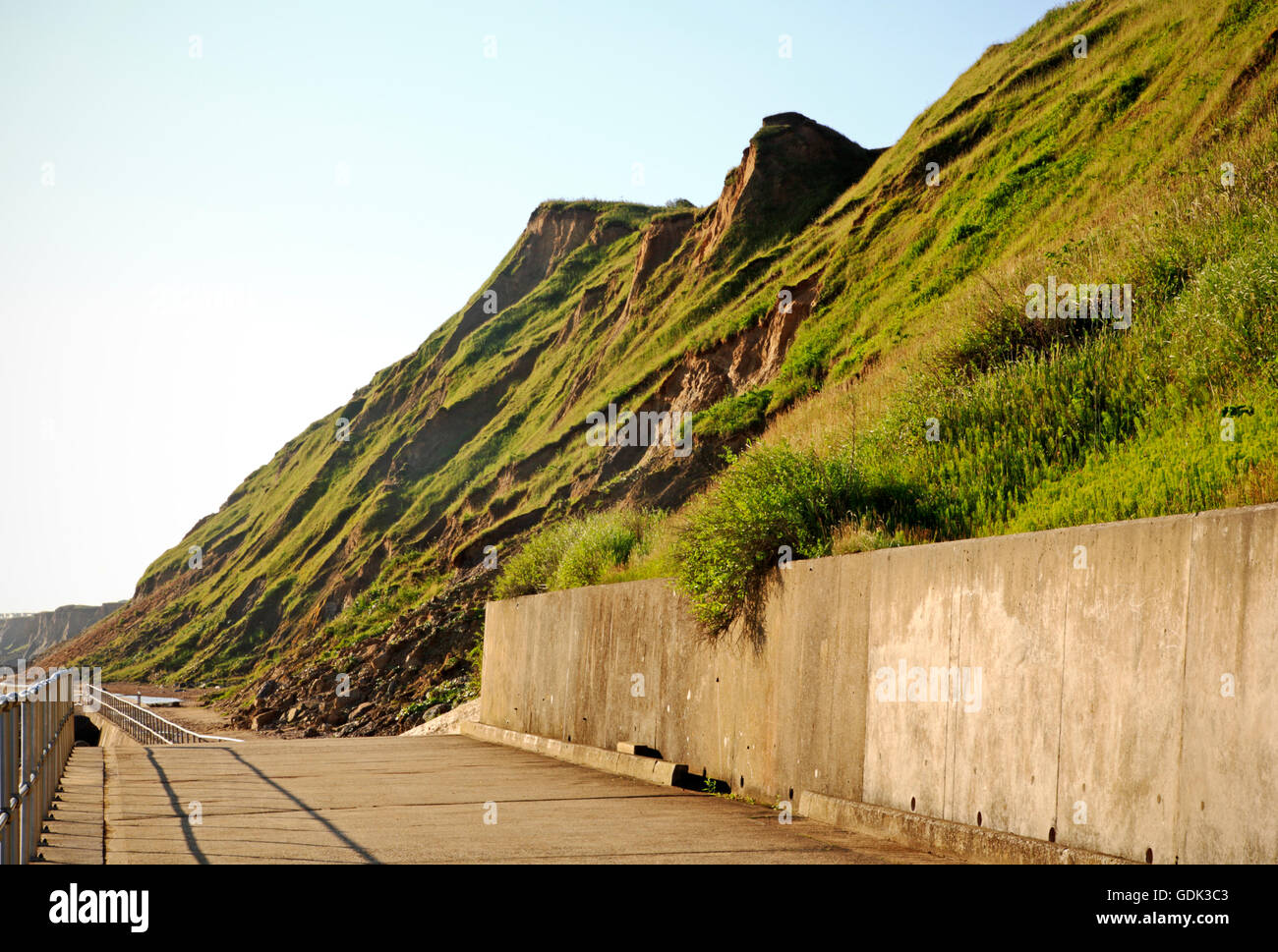 The high cliffs to the east of Sheringham rising to the geological ...