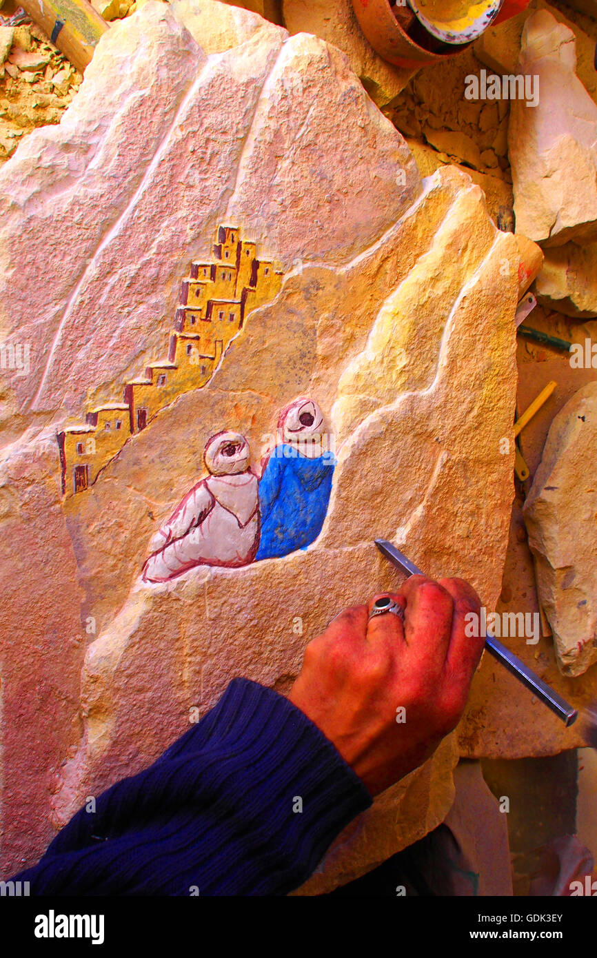 Sculptor Mr. Joud, at work, at Aït Benhaddou, Morocco Stock Photo - Alamy