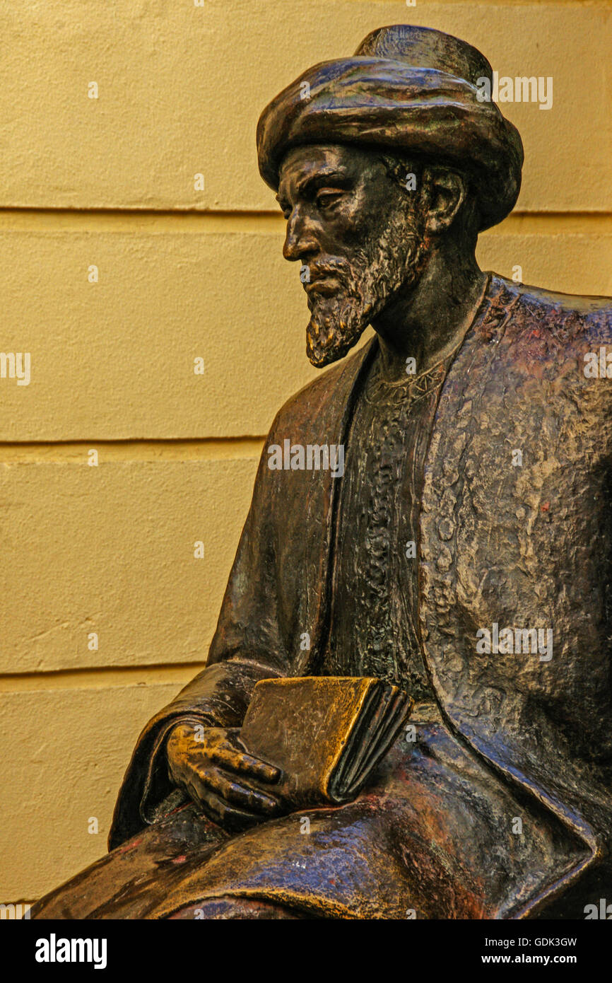 Statue of Maimonides, Jewish philosopher, born of Cordoba, Andalusia ...