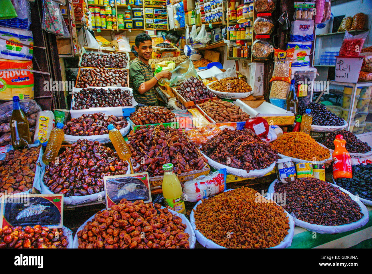 Dry Fruits shop in the Medina at Fes, Morocco Stock Photo - Alamy