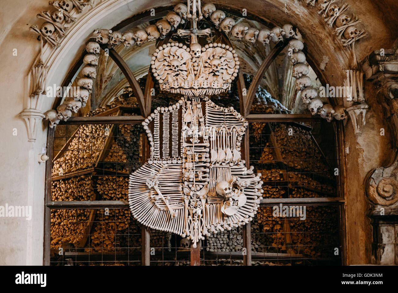 Old Bones, Skulls In Sedlec Ossuary (Kostnice), Kutna Hora, Czech ...
