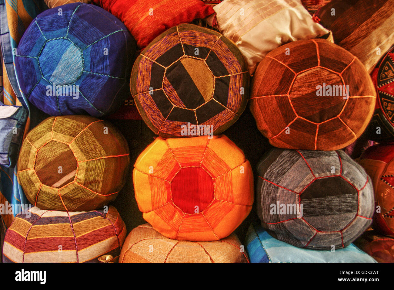 "Poufs", handicraft of Marrakech, Morocco Stock Photo - Alamy