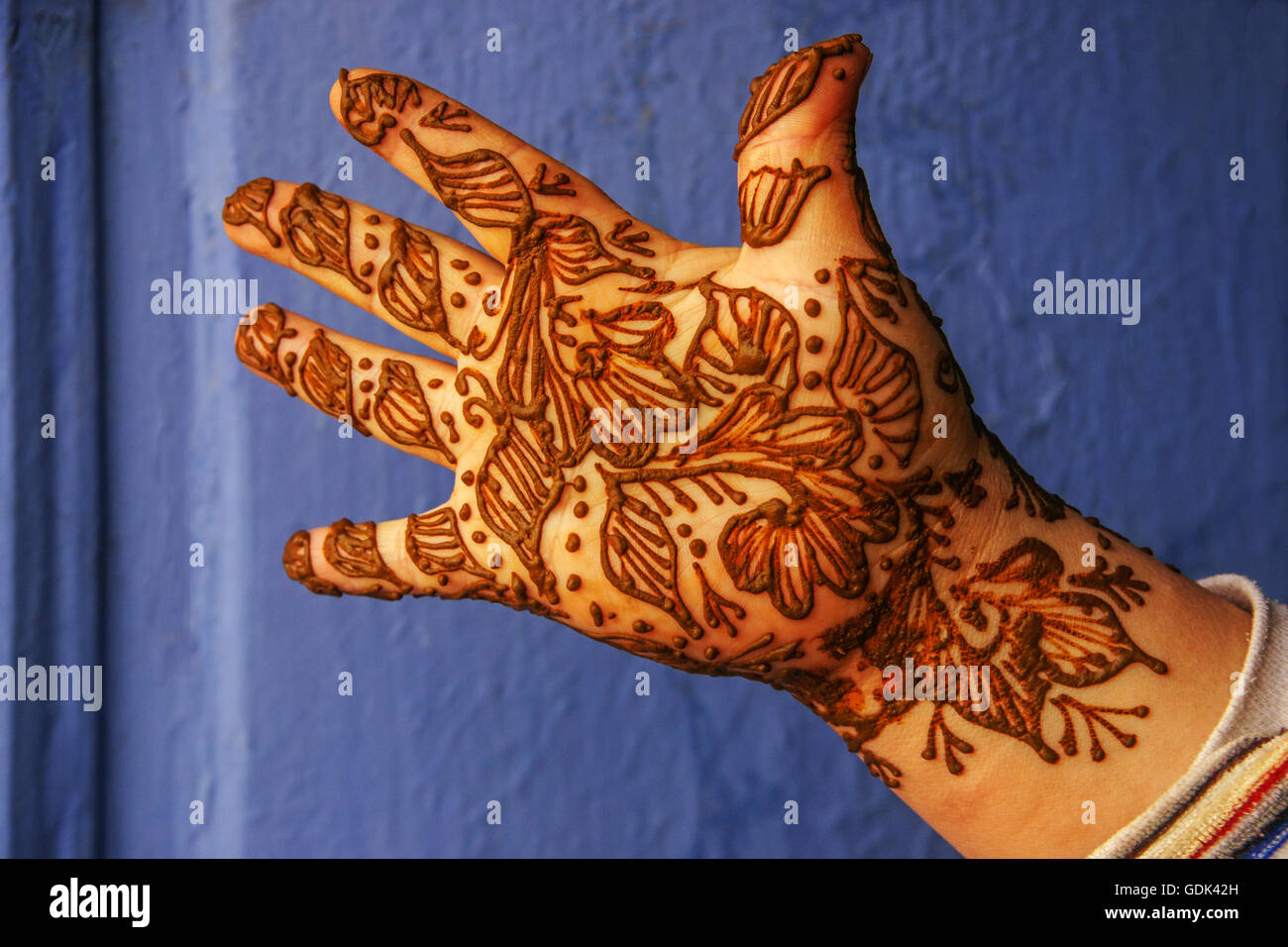 "Henna" painted hand, Asilah, Morocco Stock Photo - Alamy