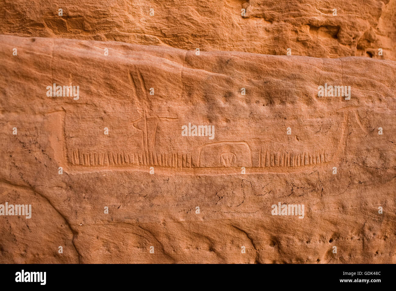 Pre-dynastic rock art depicting a solar boat, referred also as a Square ...