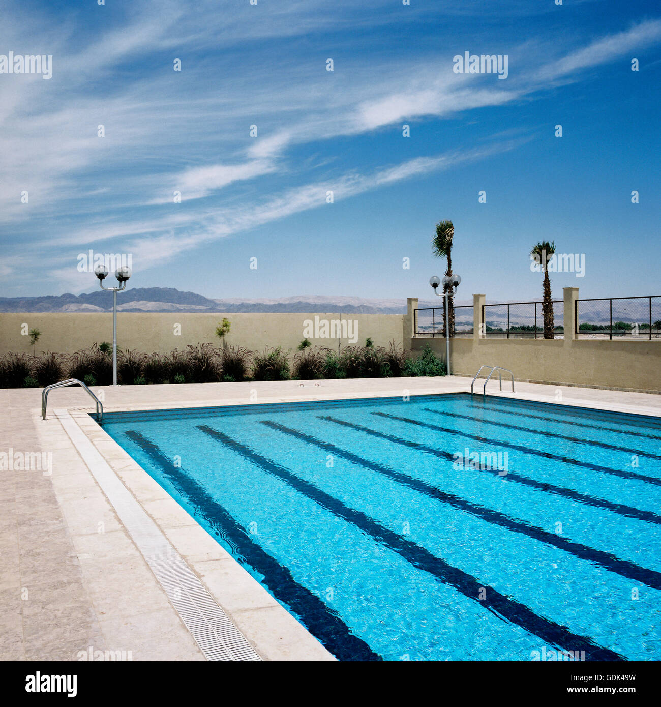 One of the two pools at the International School Aqaba. Jordan Stock ...