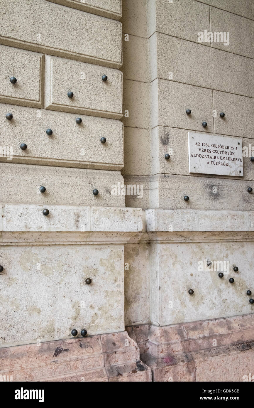Bullet holes on building in Kossuth Square preserved to mark October ...