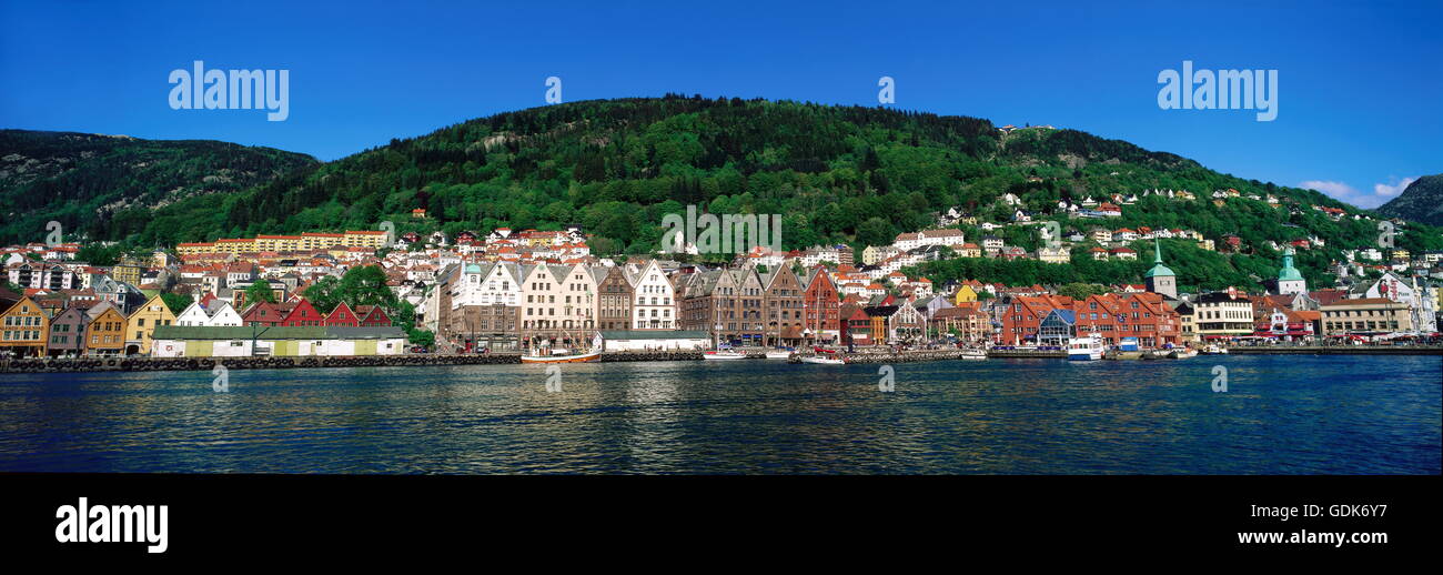 geography / travel, Norway, Bergen, city view, harbour, Bryggen Stock ...