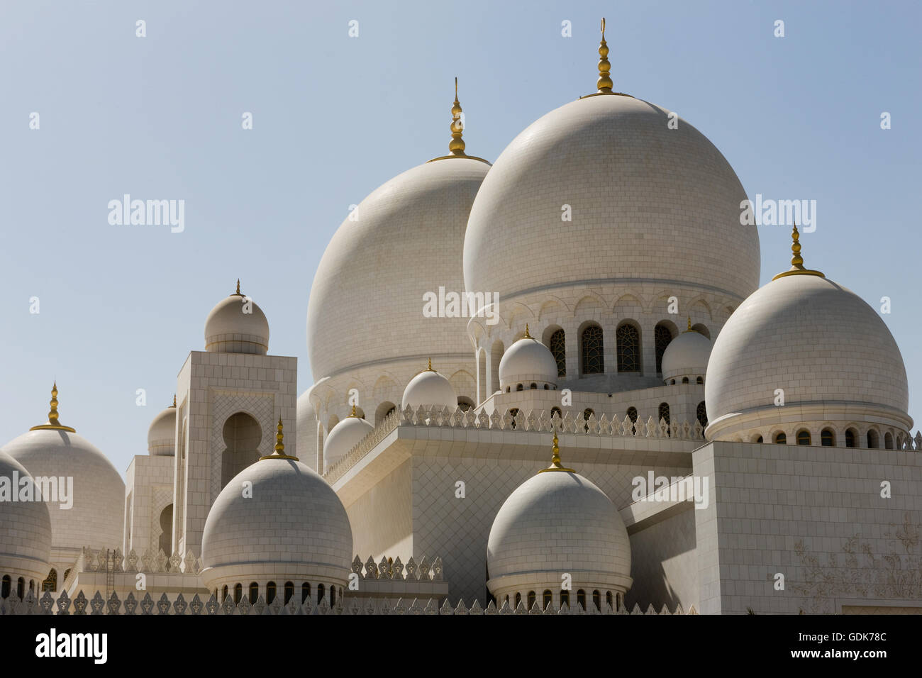 The domes of Sheikh Zayed Grand Mosque near Abu Dhabi, United Arab ...