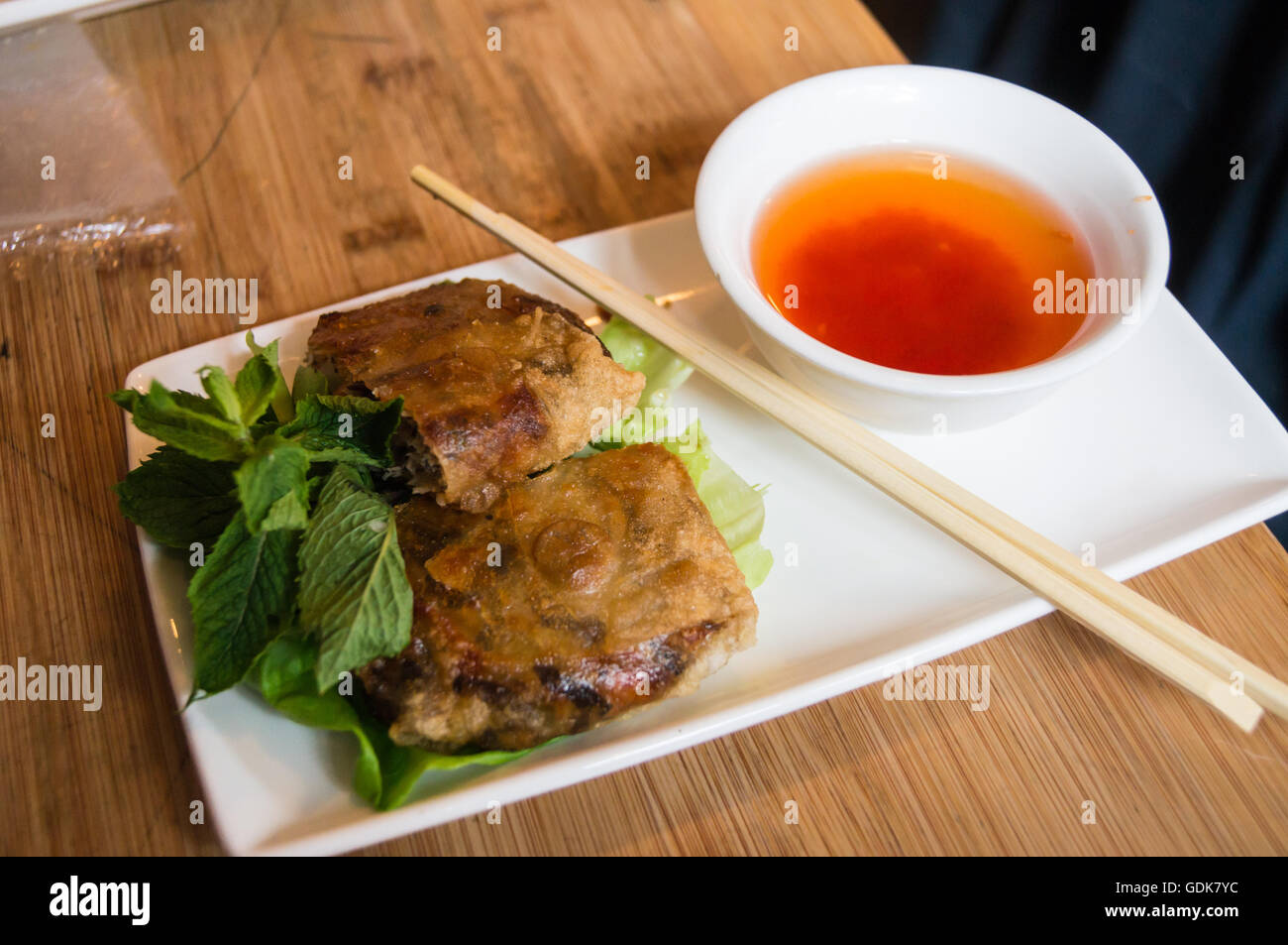 Nem hai san, crispy spring roll, tiger prawn, crab and pork starter ...