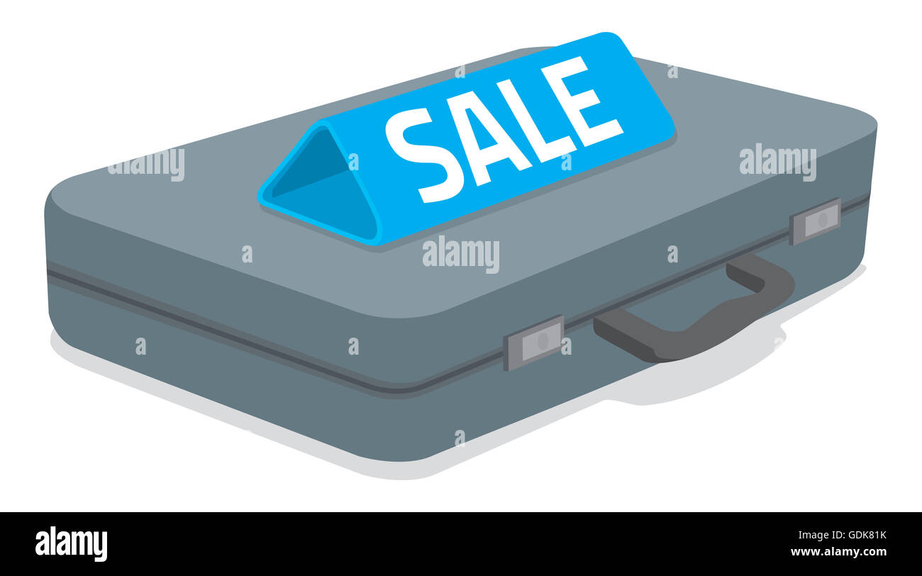 Cartoon illustration of concept business briefcase with sale sign Stock ...