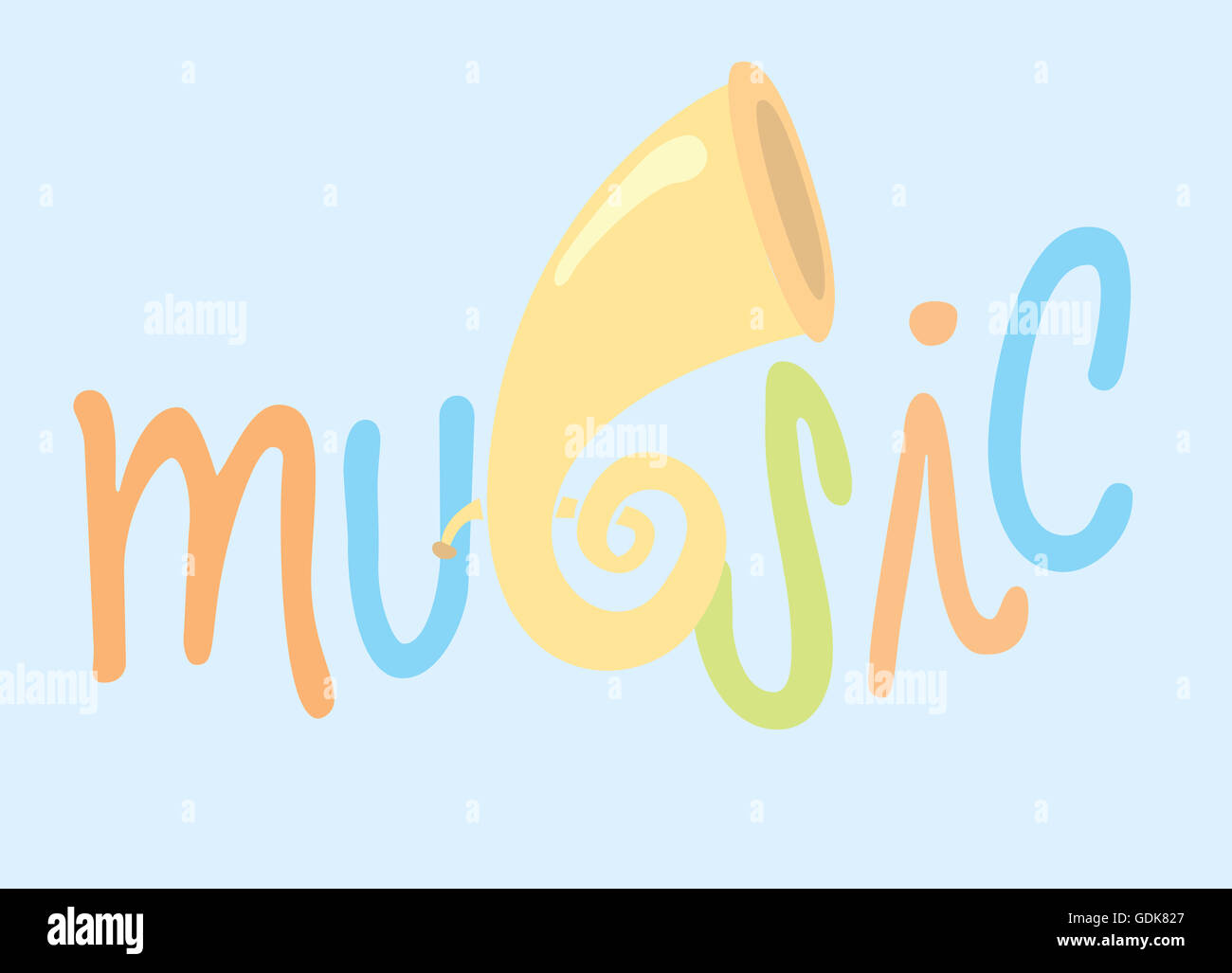 Cartoon illustration of music and cute wind instrument Stock Photo - Alamy