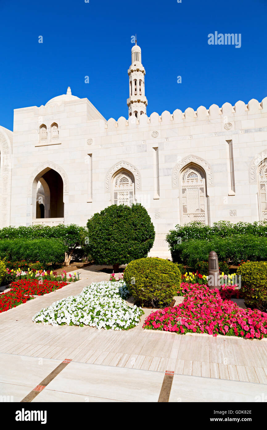 minaret and religion in clear sky in oman muscat the old mosque Stock ...