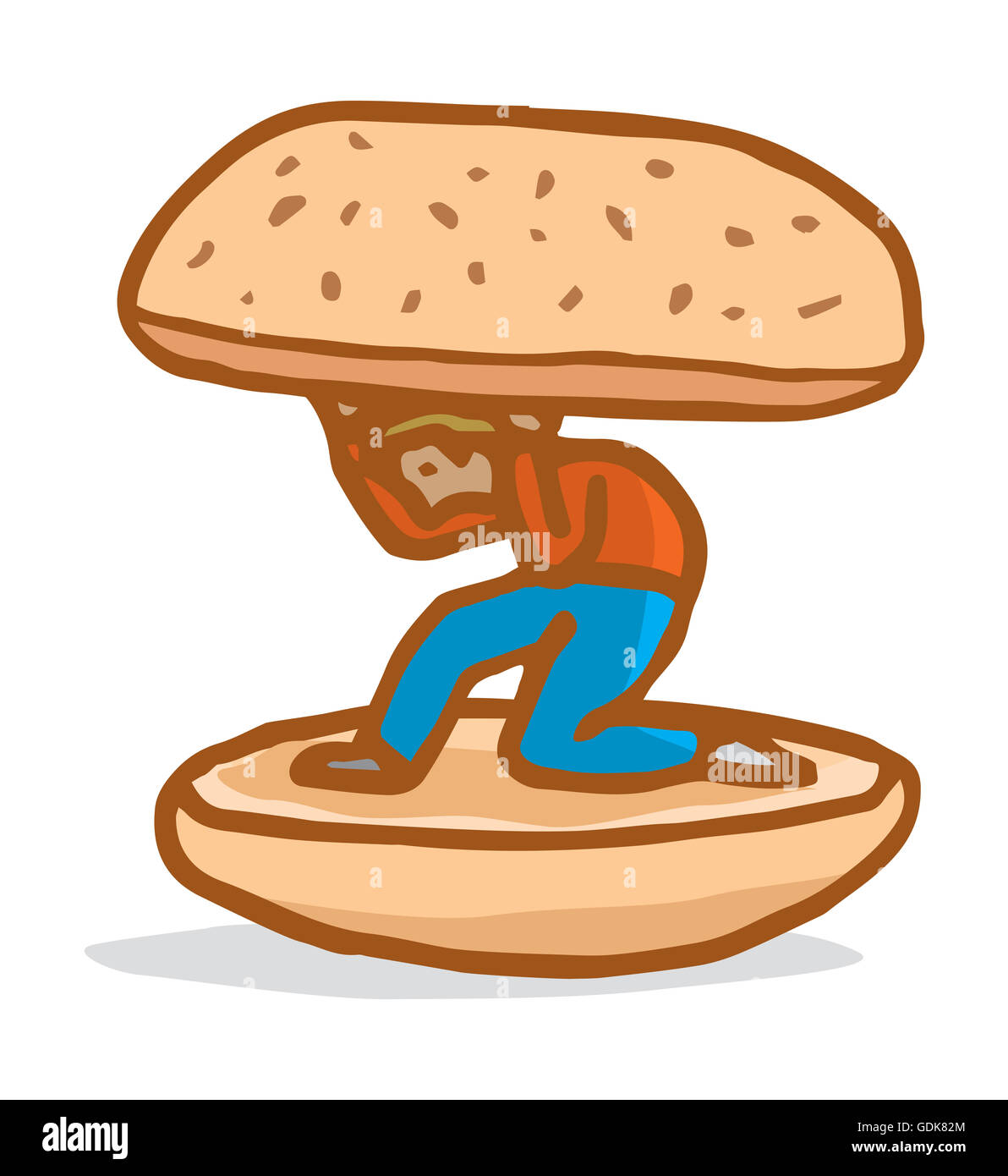 Vector cartoon man kneeling in hi-res stock photography and images - Alamy