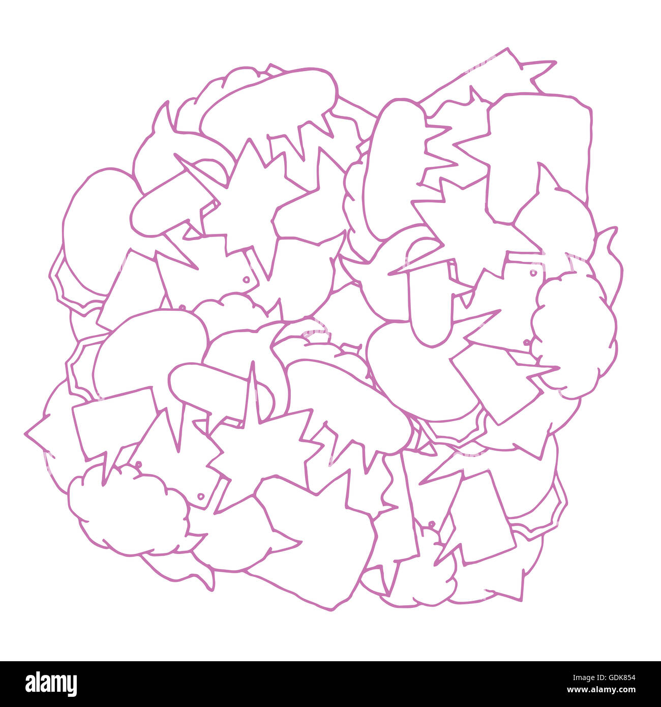 Cartoon illustration of several speech bubbles cramped together Stock ...