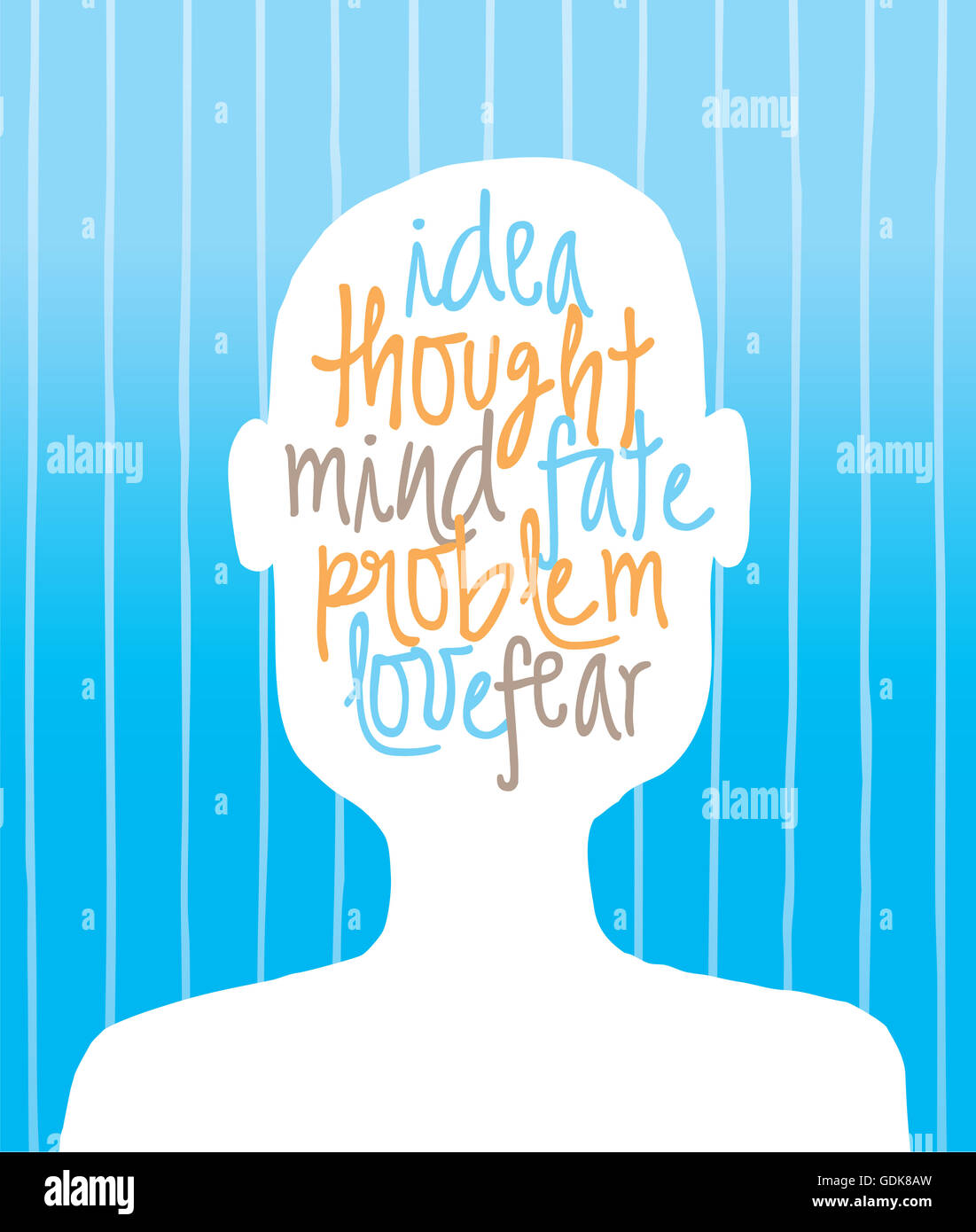 Cartoon illustration of many concepts concerning a human mind Stock ...