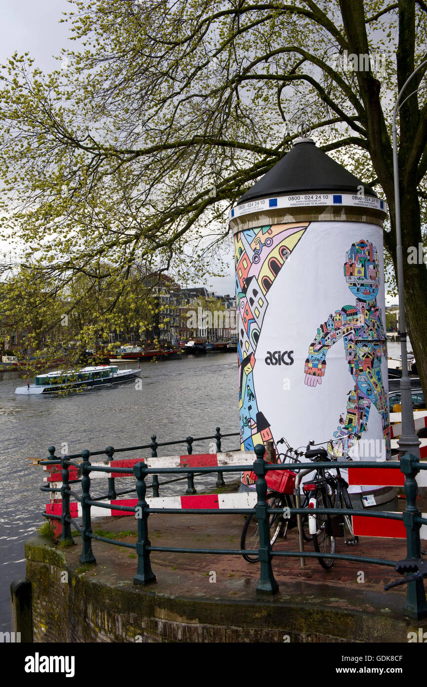A pleasure boat on the canal in Amsterdam, Holland, Netherlands Stock ...