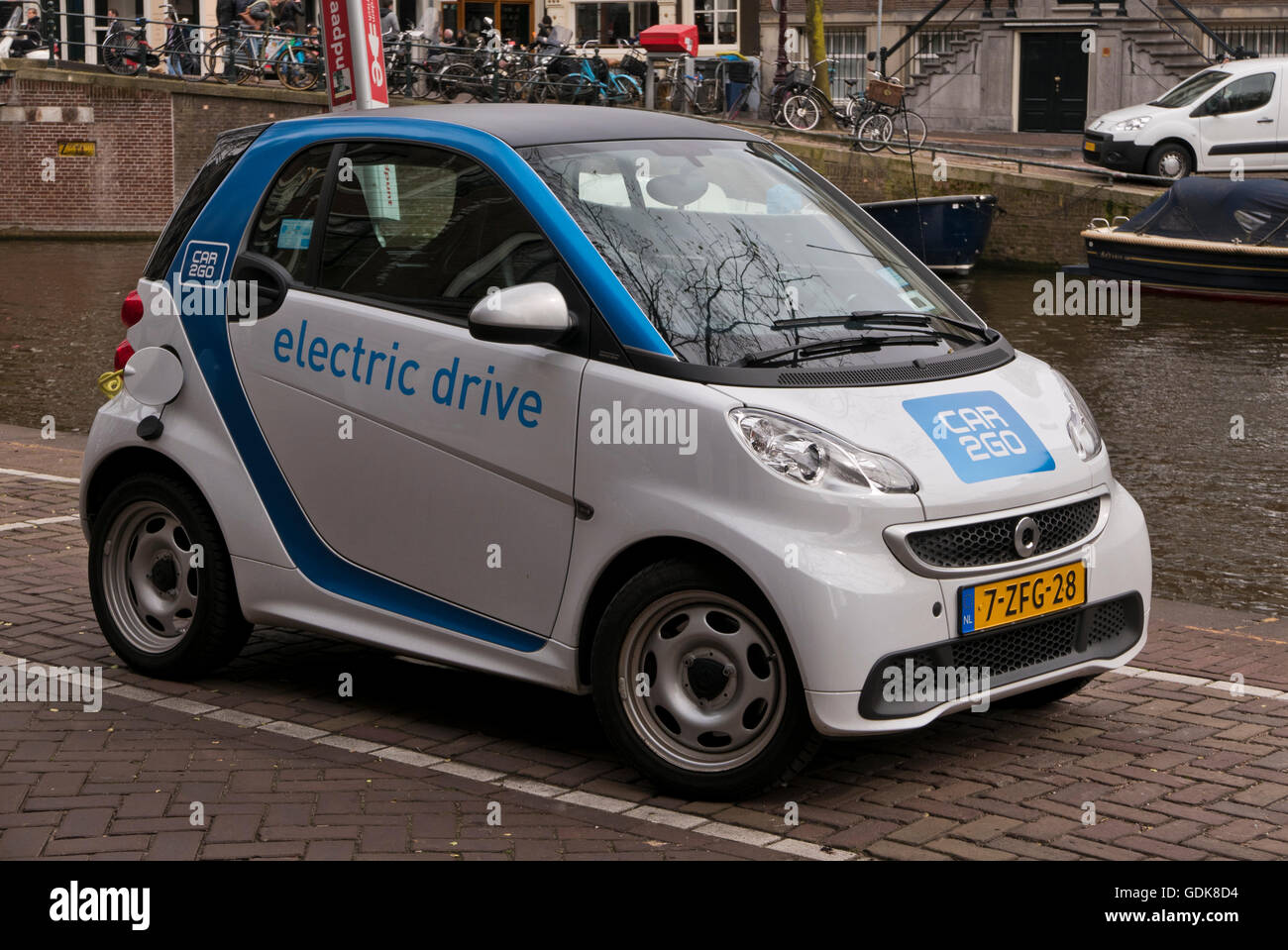 An electric car being charged in Amsterdam, Holland, Netherlands Stock ...
