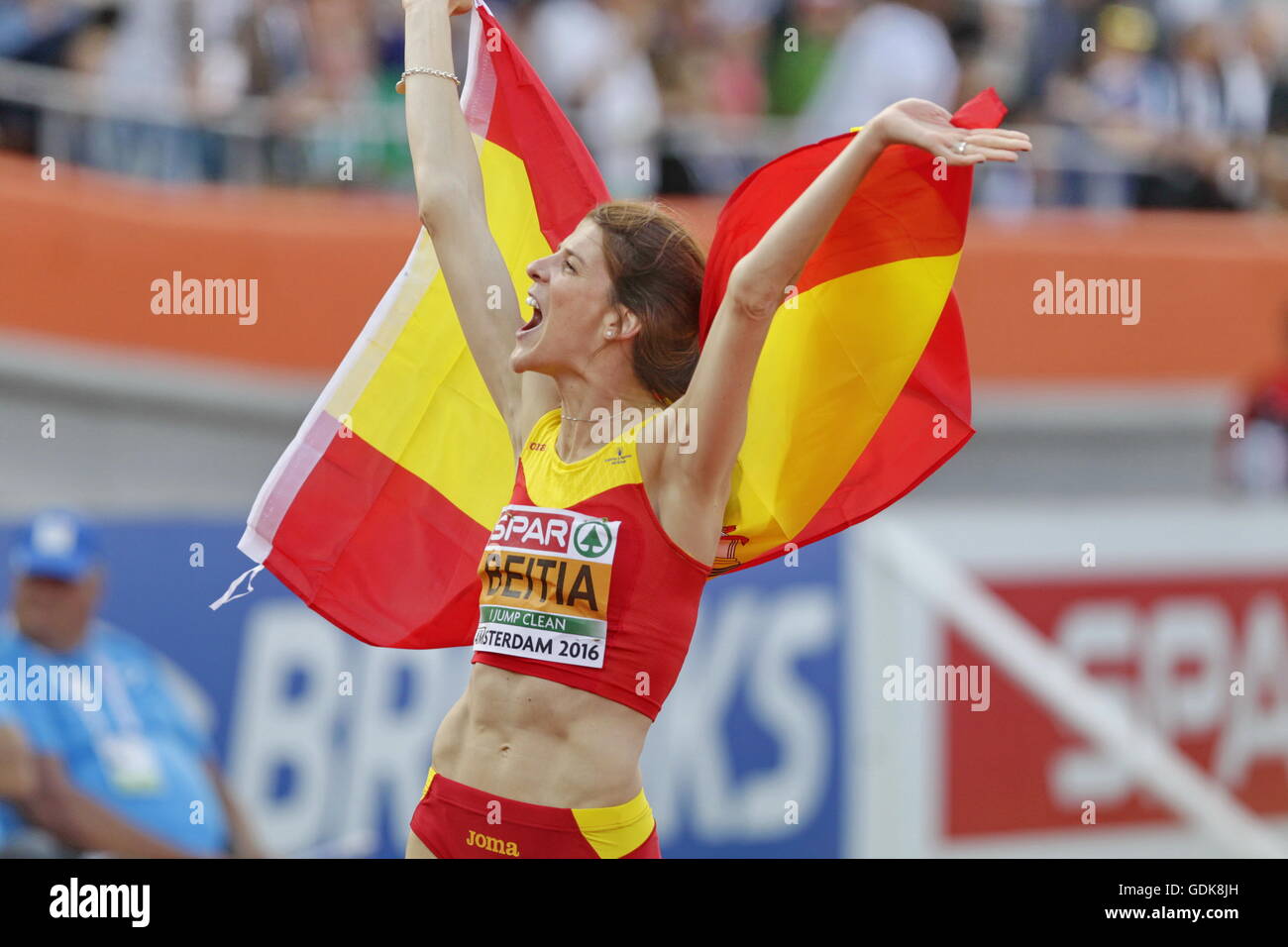 Amsterdam, Netherlands: July 7, 2016 Ruth Beitia europe champion in the ...