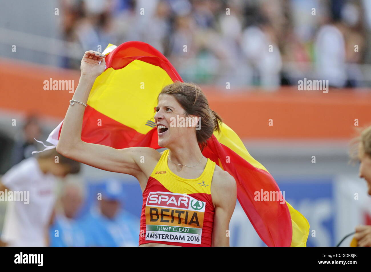 Amsterdam, Netherlands: July 7, 2016 Ruth Beitia europe champion in the ...