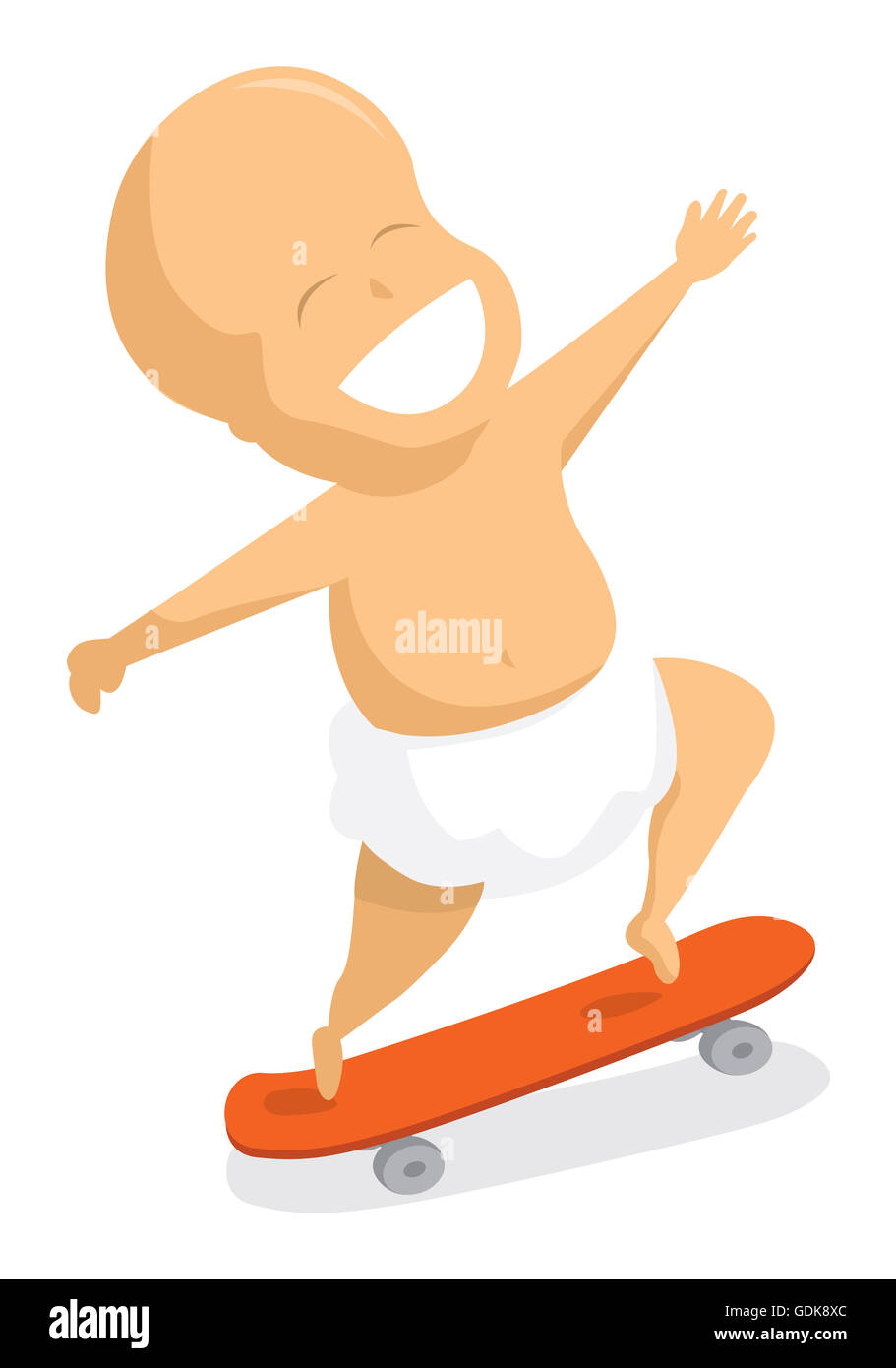 Cartoon illustration of smiling baby skating Stock Photo - Alamy