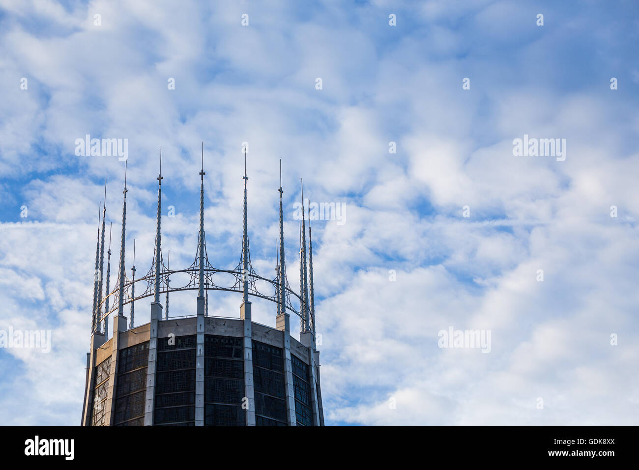 The spire/top of the Metropolitan Cathedral in the heart of Liverpool ...