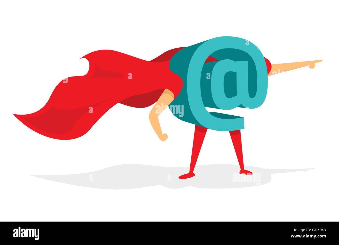 Cartoon illustration of at sign or symbol super hero Stock Photo - Alamy