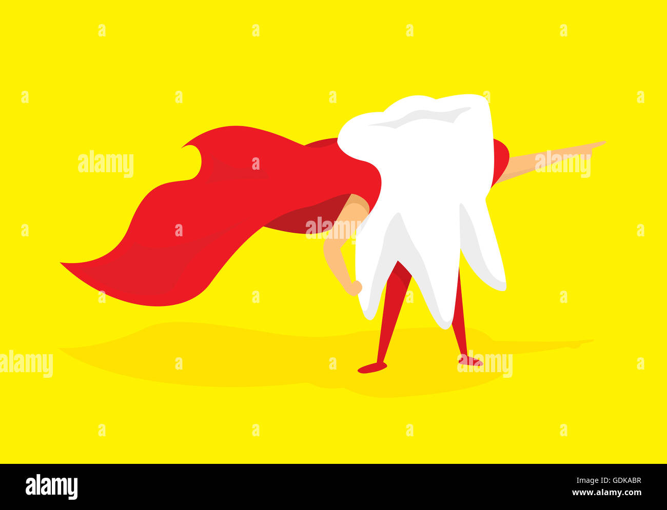 Cartoon illustration of teeth super hero with cape Stock Photo - Alamy