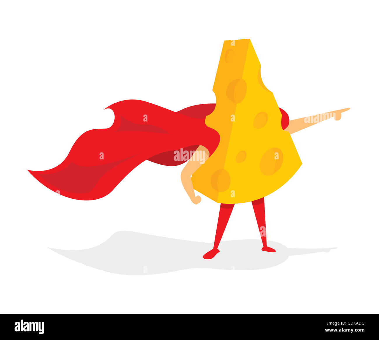 Cartoon illustration of cheese super hero with cape Stock Photo - Alamy