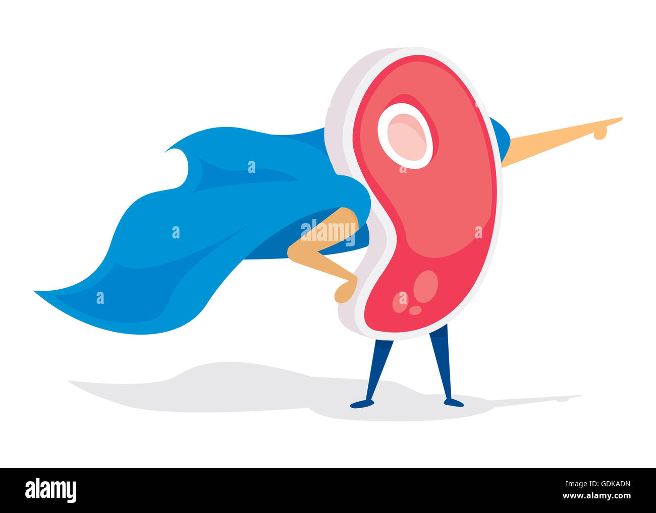 Cartoon illustration of meat super hero with cape Stock Photo - Alamy