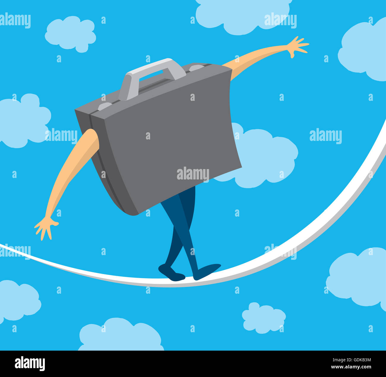Cartoon illustration of business portfolio balancing on a string Stock ...