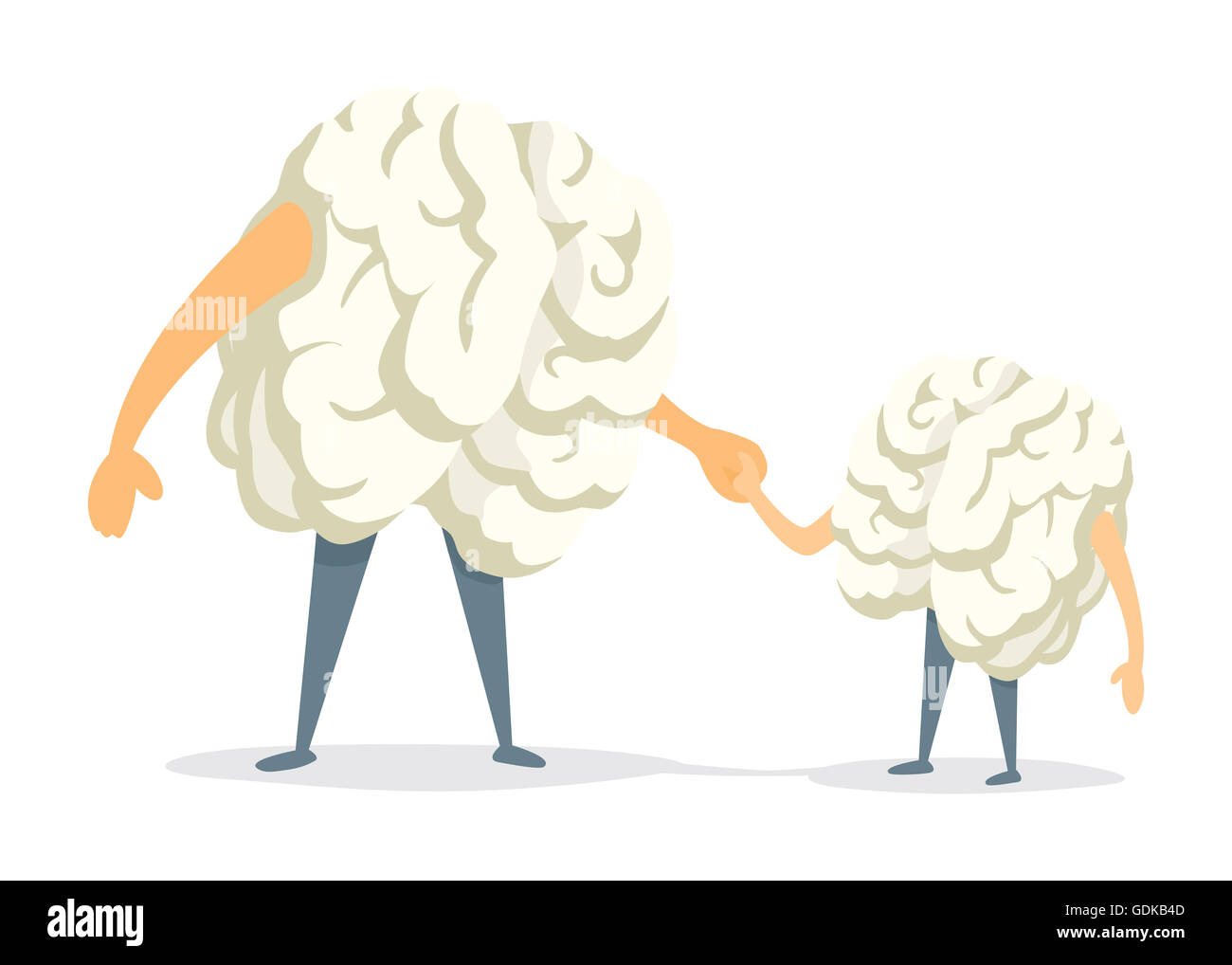 Cartoon illustration of cute brain father and son holding hands Stock ...