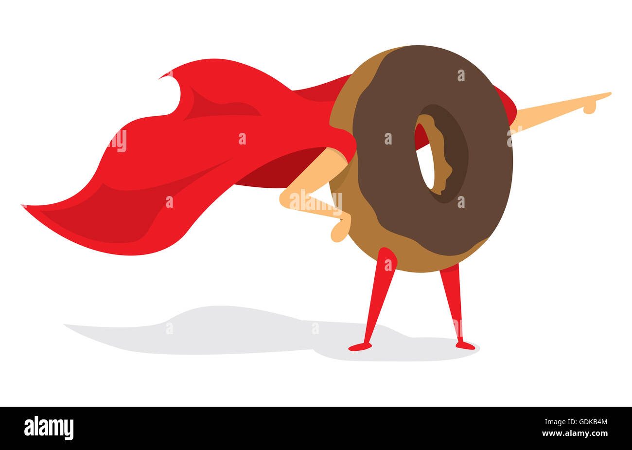 Cartoon illustration of donut super hero standing with cape Stock Photo ...