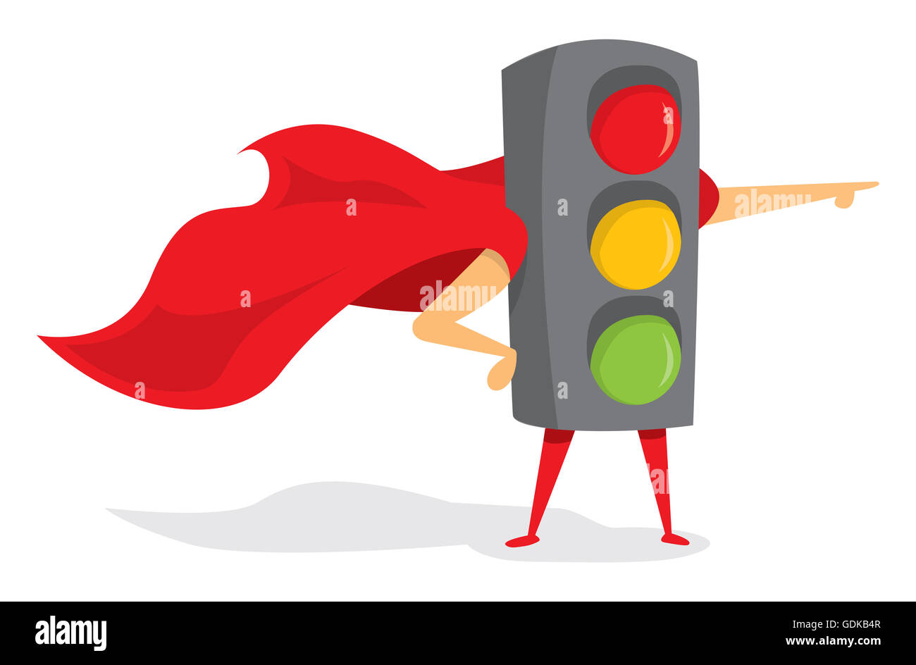 Cartoon illustration of traffic lights super hero with cape Stock Photo ...