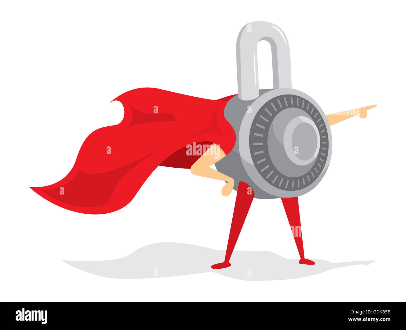 Cartoon illustration combination padlock as security super hero Stock ...