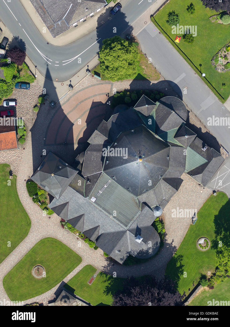 Aerial, Church of St. Blaise Balve, Balve, Sauerland, North Rhine ...