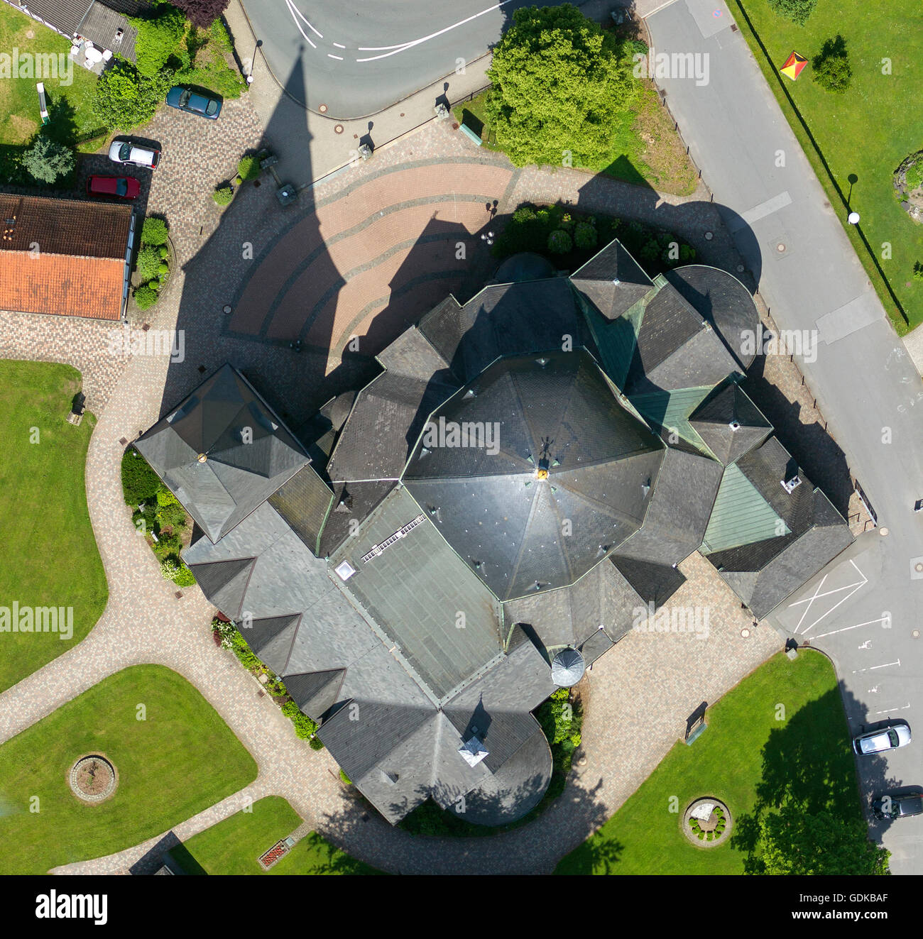 Aerial, Church of St. Blaise Balve, Balve, Sauerland, North Rhine ...