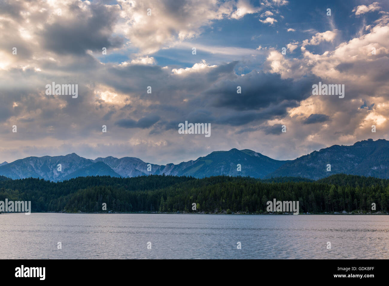 Lake, Sunset, Eibsee, Grainau, Bavaria, Germany Stock Photo - Alamy