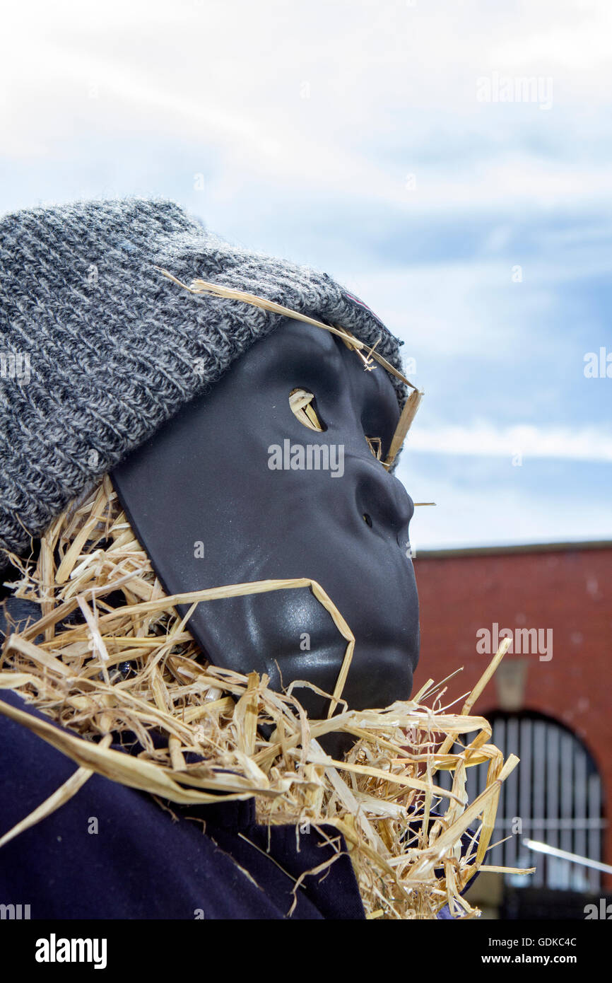 Straw figure with monkey mask and hatd atd Fleetwood Festival, Fylde ...