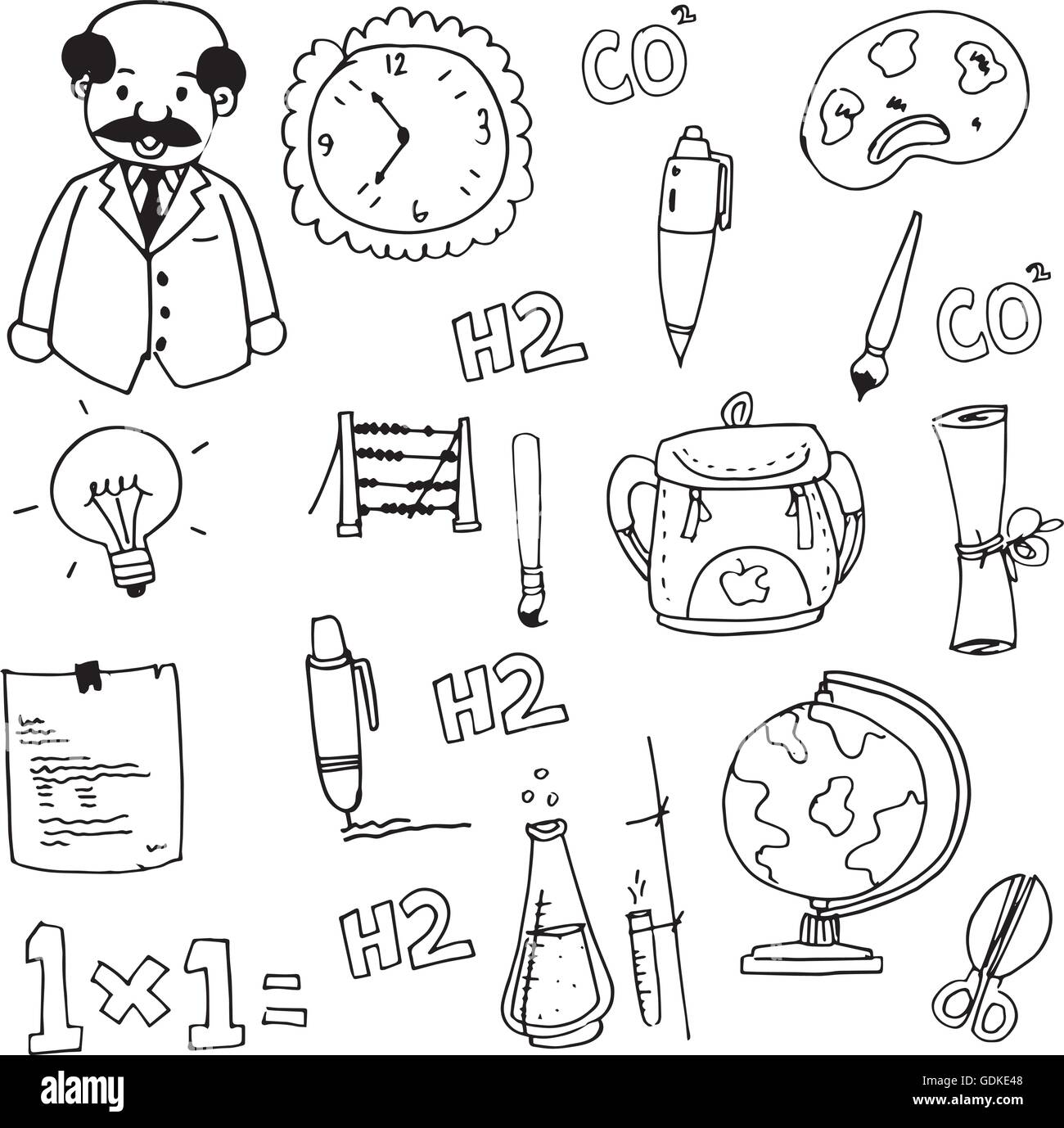 Hand draw school element doodles hi-res stock photography and images ...