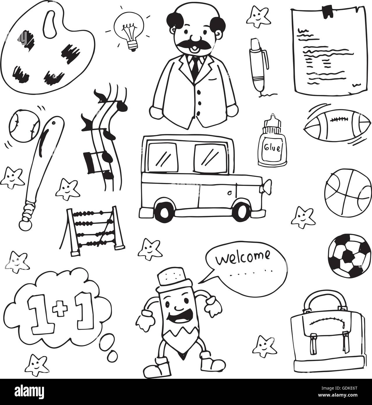 Hand draw element education in doodle Stock Vector Image & Art - Alamy