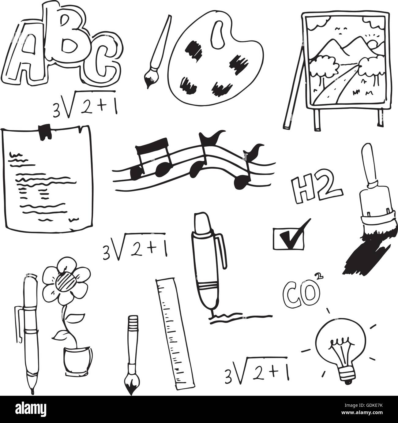 Hand draw classroom supplies doodles hi-res stock photography and ...