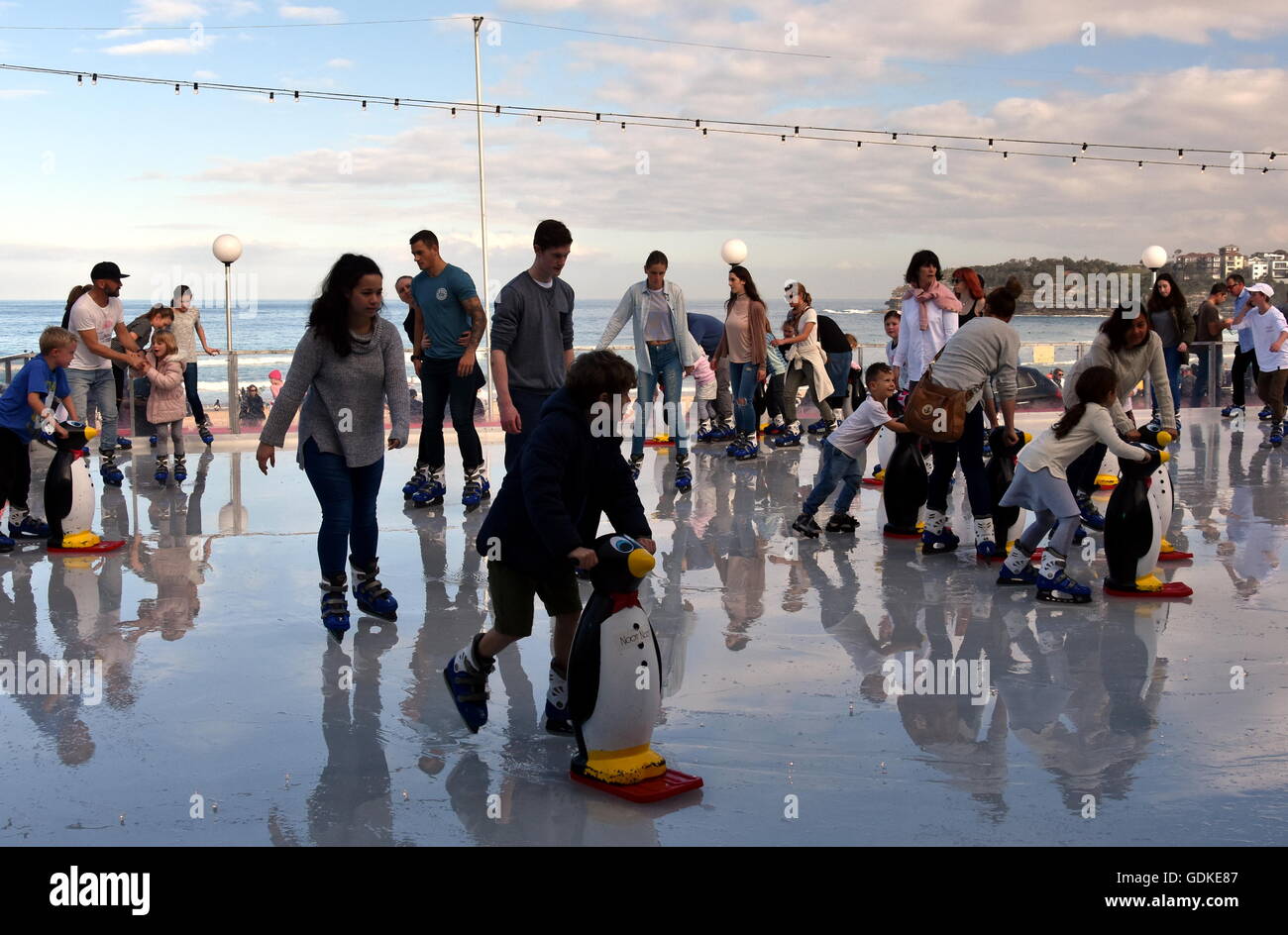 Sydney, Australia - Jul 17, 2016.People are ice skating on Bondi ice ... Sydney, Australia - Jul 17, 2016.People are ice skating on Bondi ice ...