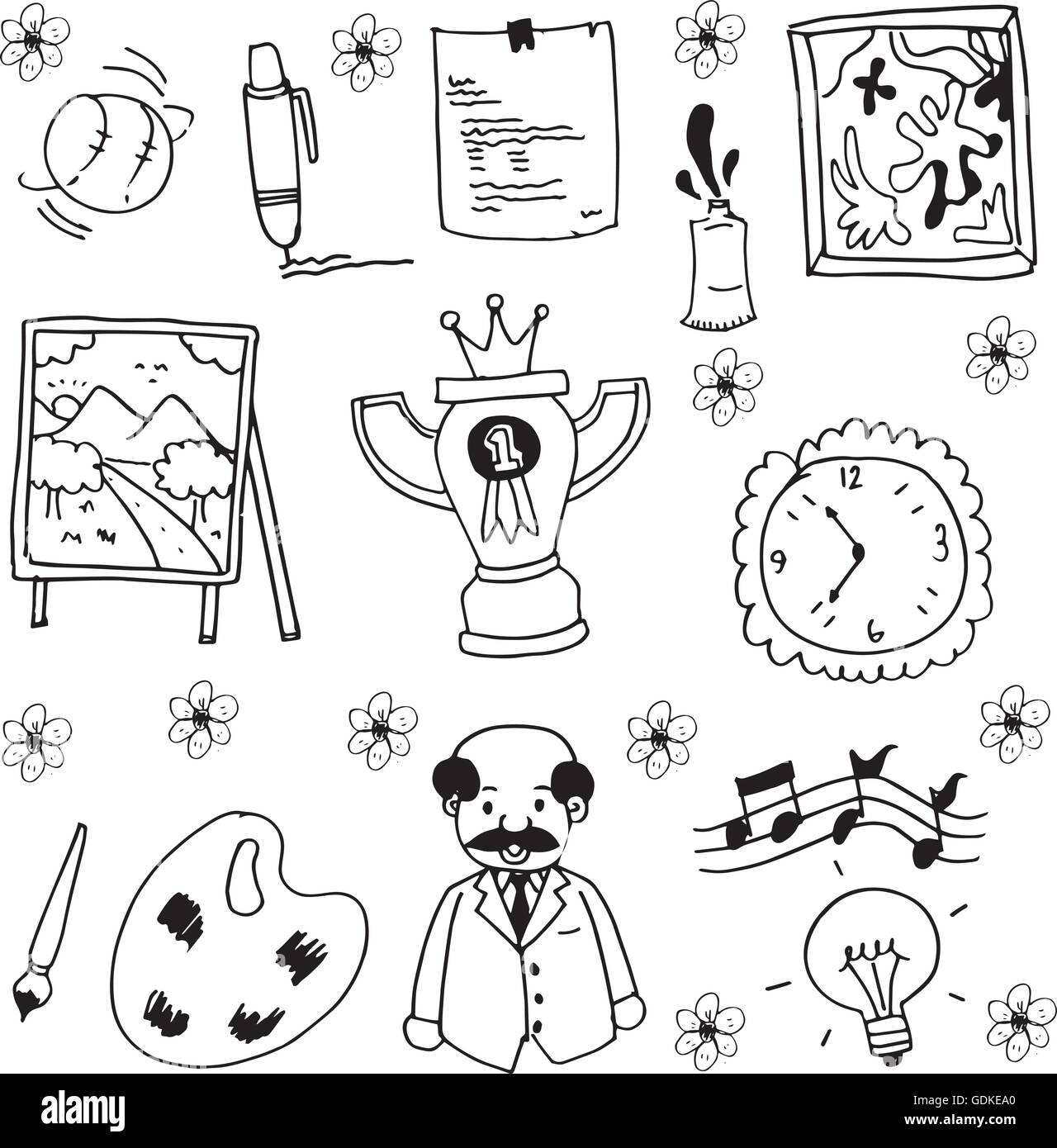Hand draw classroom supplies doodles hi-res stock photography and ...