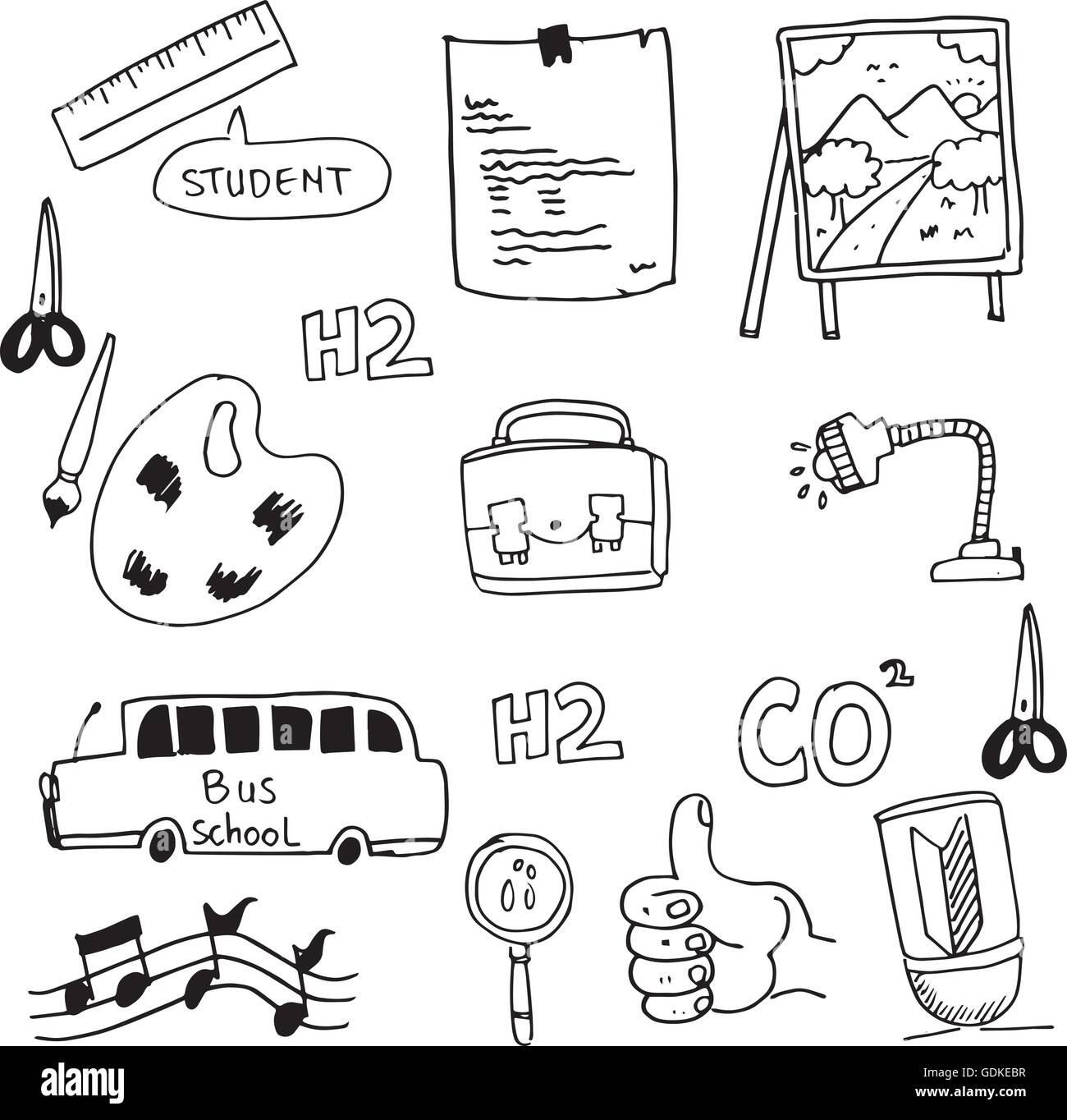School doodles collection vector Stock Vector Image & Art - Alamy