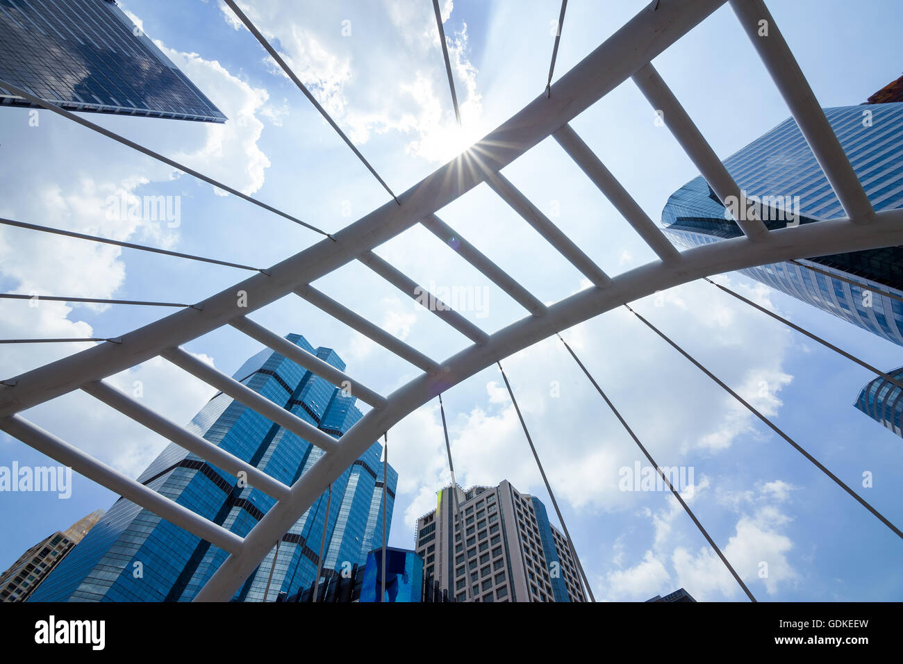 Sathorn Bridge in the daytime sky with clouds downtown Bangkok ...