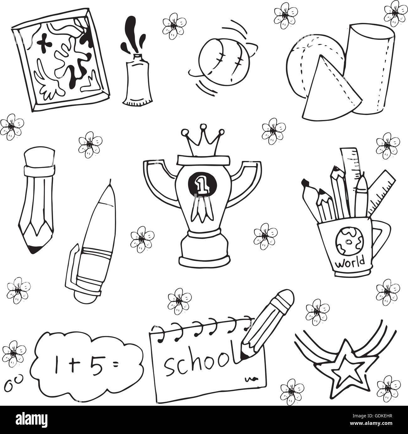 Design school tools doodle art Black and White Stock Photos & Images ...