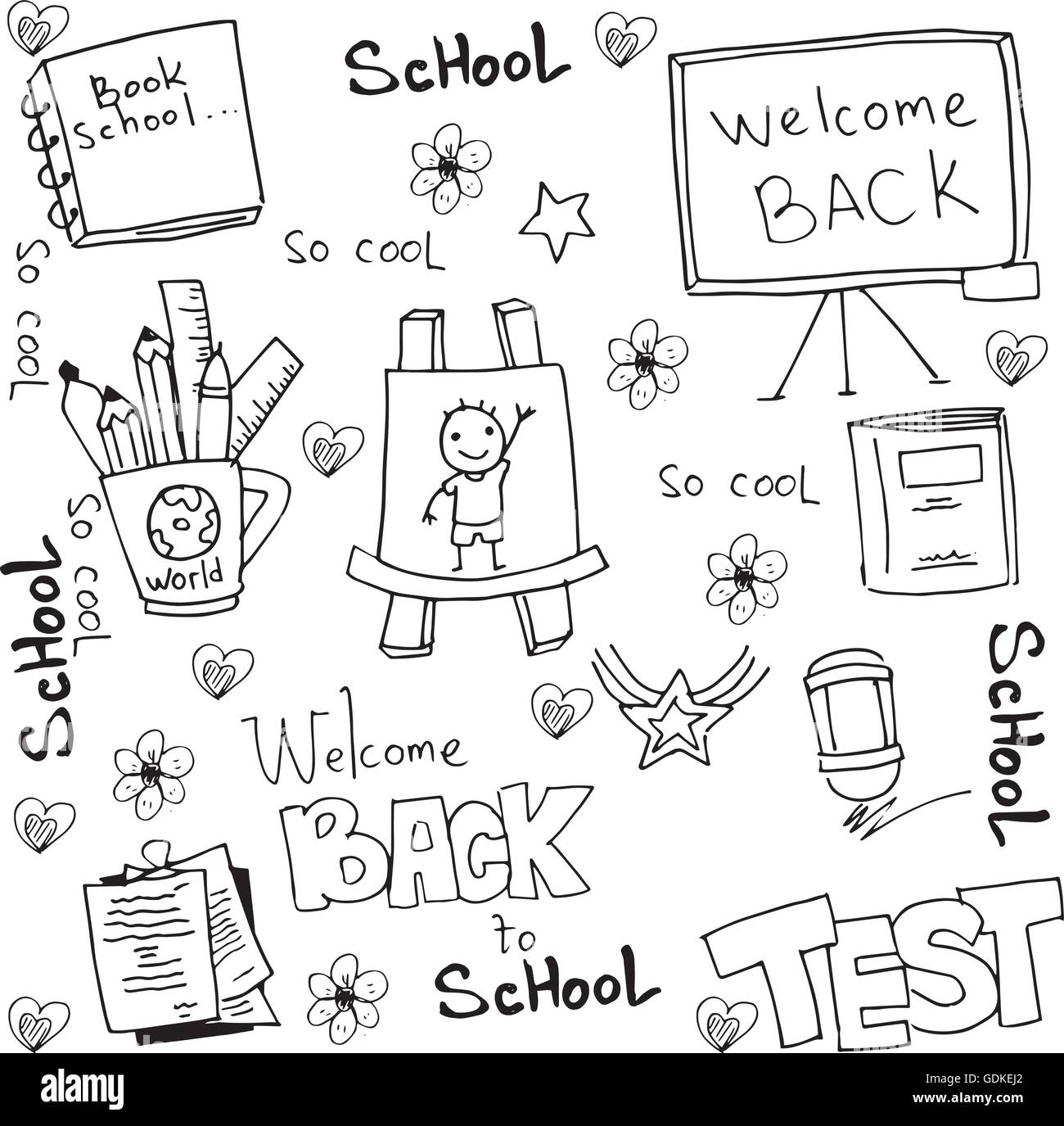 School tools for kid in doodle Stock Vector Image & Art - Alamy