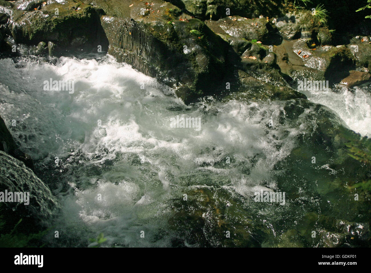Looking down on river gorge waterfall Stock Photo - Alamy