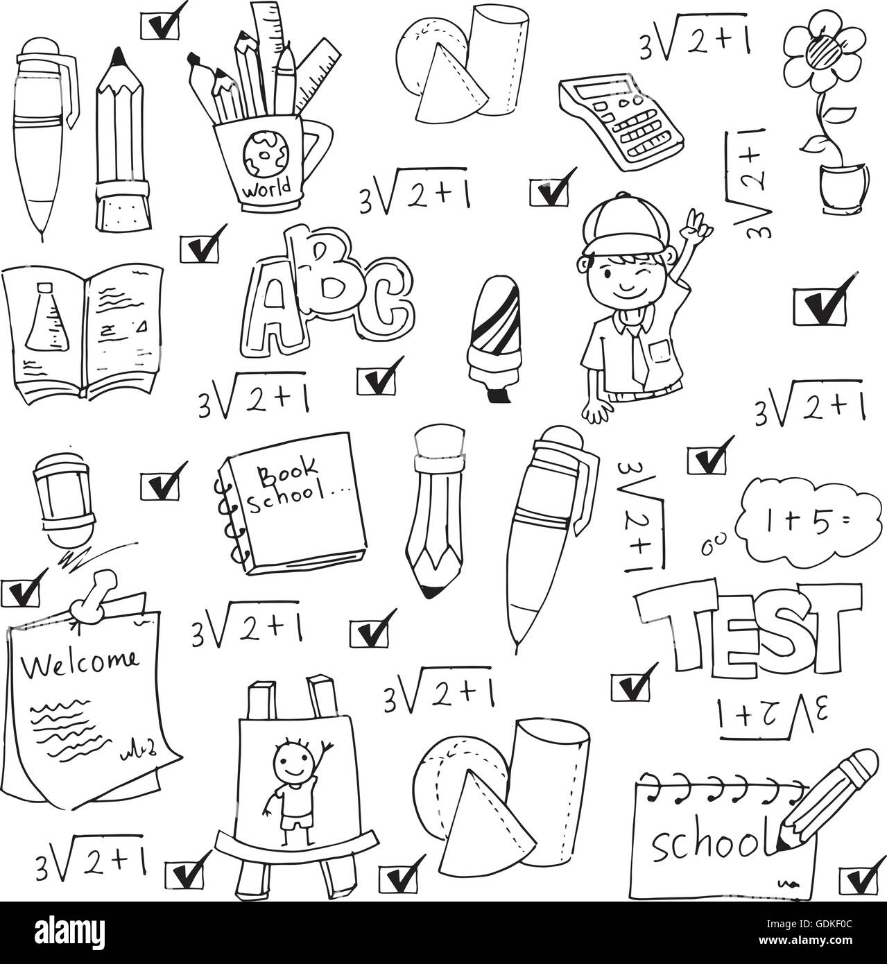 Vector illustration school tools in doodles Stock Vector Image & Art ...