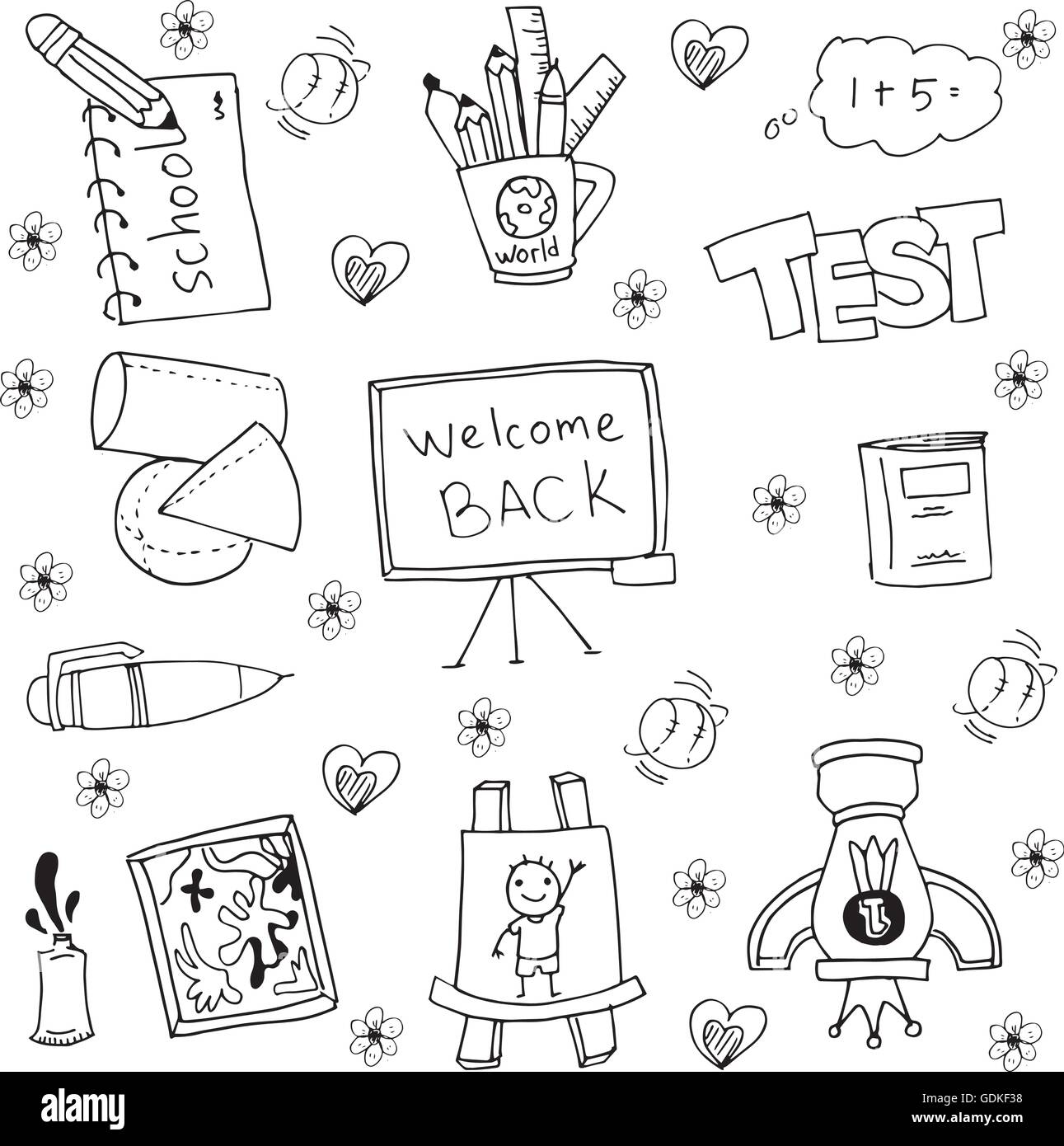 Doodle set school tools Stock Vector Image & Art - Alamy